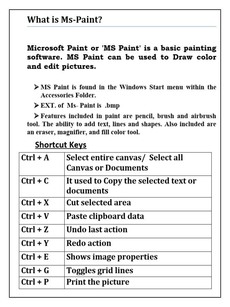 Ms Paint Learning Pdf