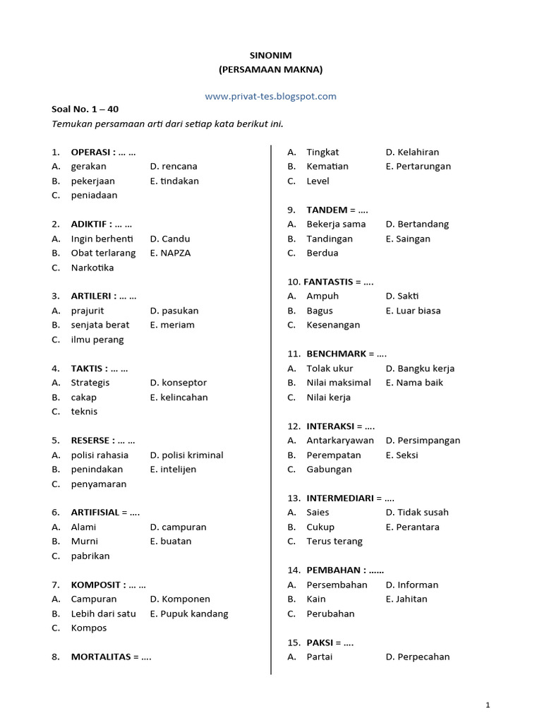 Sinonim dan Makna Kata dalam Bahasa Indonesia | PDF