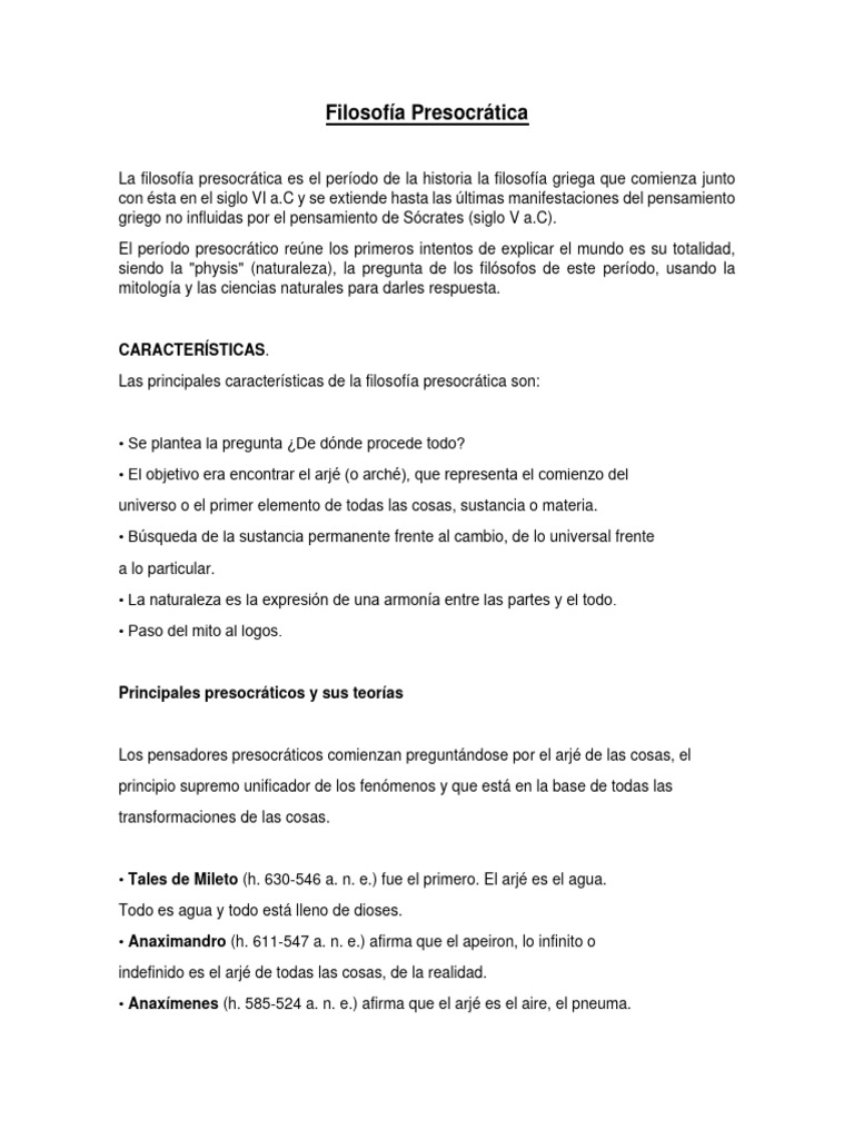 Introducción a la Filosofía Presocrática | PDF | Filosofía griega ...