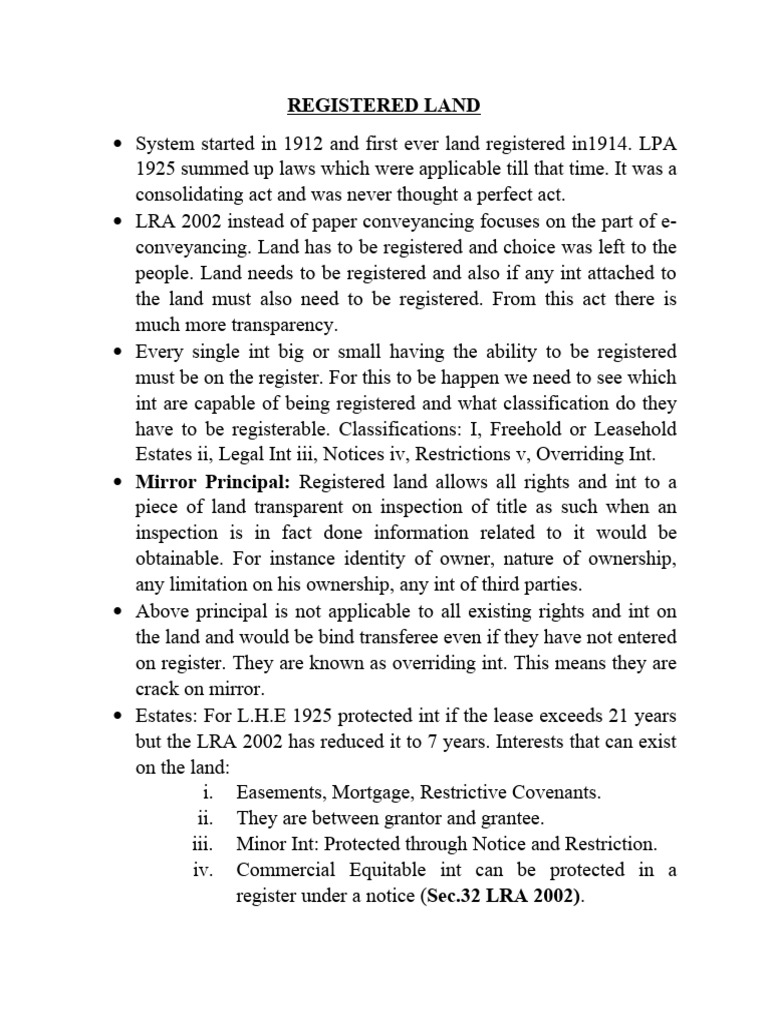 Registered Land | Download Free PDF | Real Property Law | Natural ...