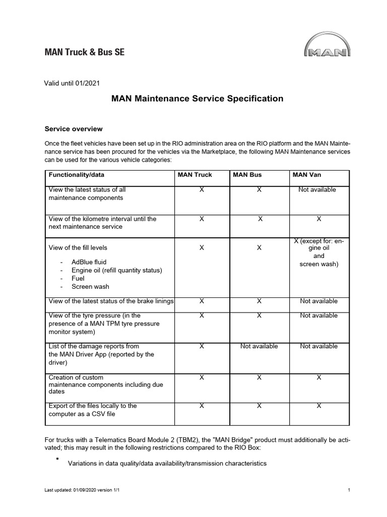 MAN Telematics Software Overview | PDF | Vehicles | Software
