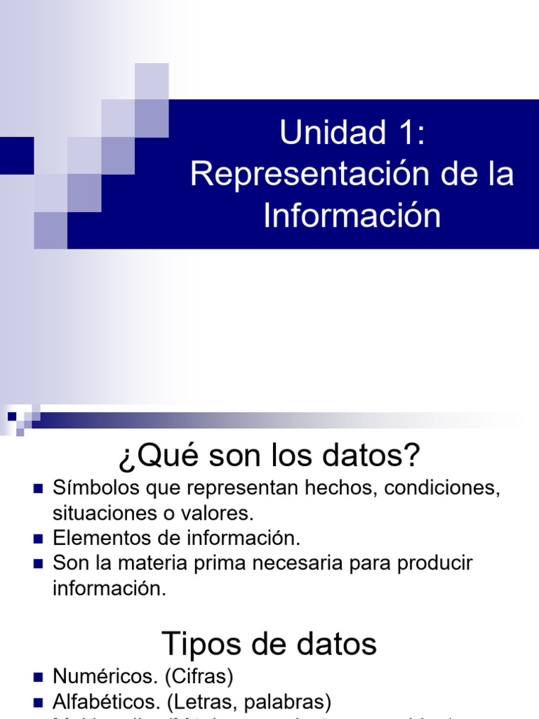 Representación y Tipos de Datos en Informática | PDF | Poco | Byte