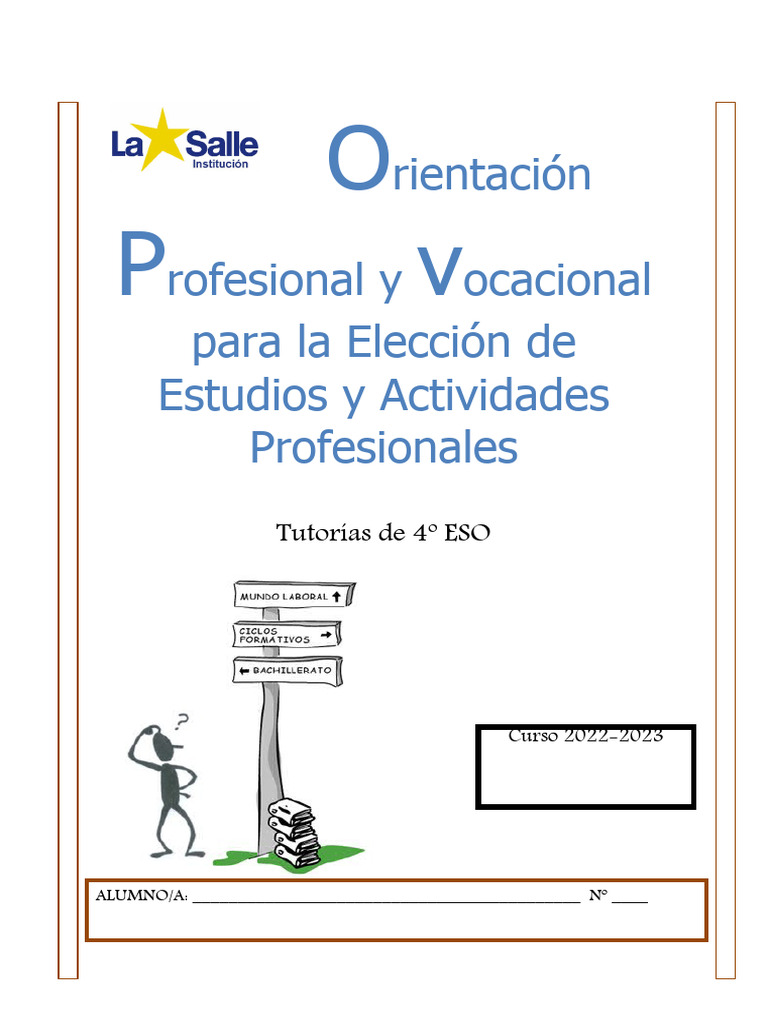 Cuaderno de OrientaciÃ N Profesional y Vocacional para ALUMNO | PDF ...