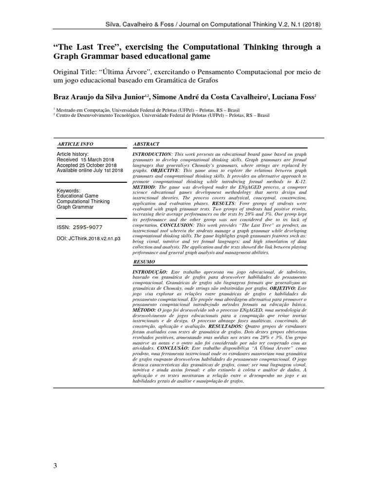 Exercising The Computational Thinking Through A Graph Grammar Based Educational Game | PDF | Science