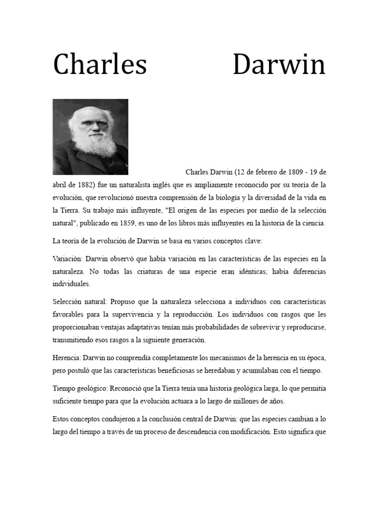 Charles Darwin | PDF | Evolución | Charles Darwin