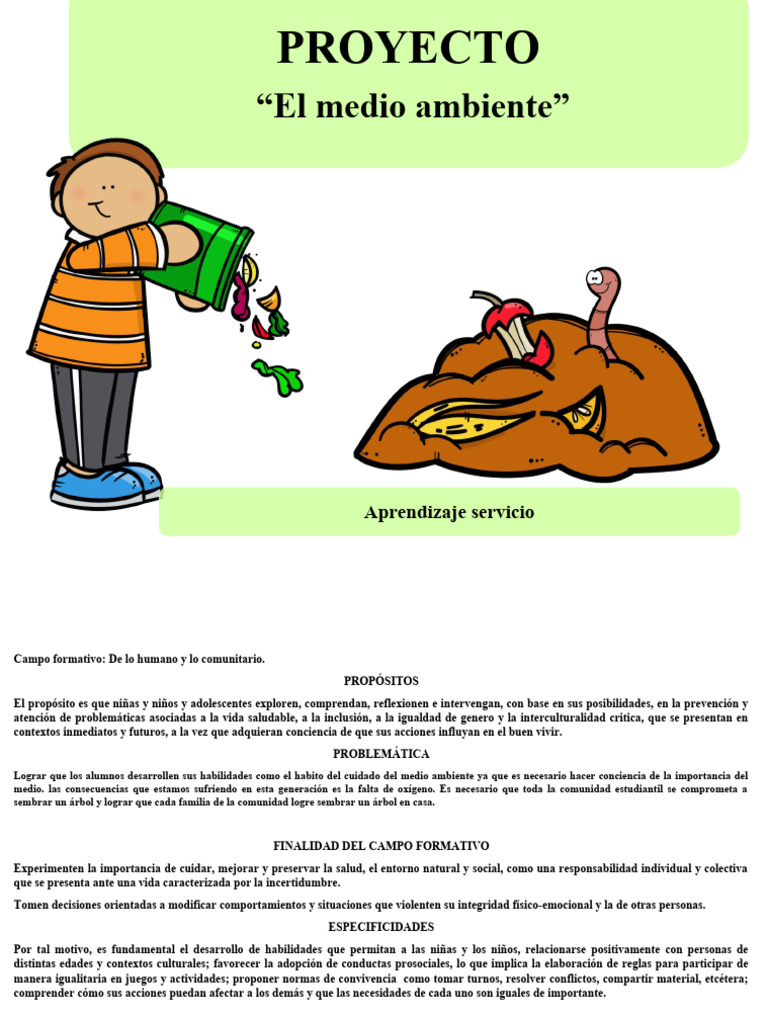 Proyecto Medio Ambiente | PDF | Educación de la primera infancia ...
