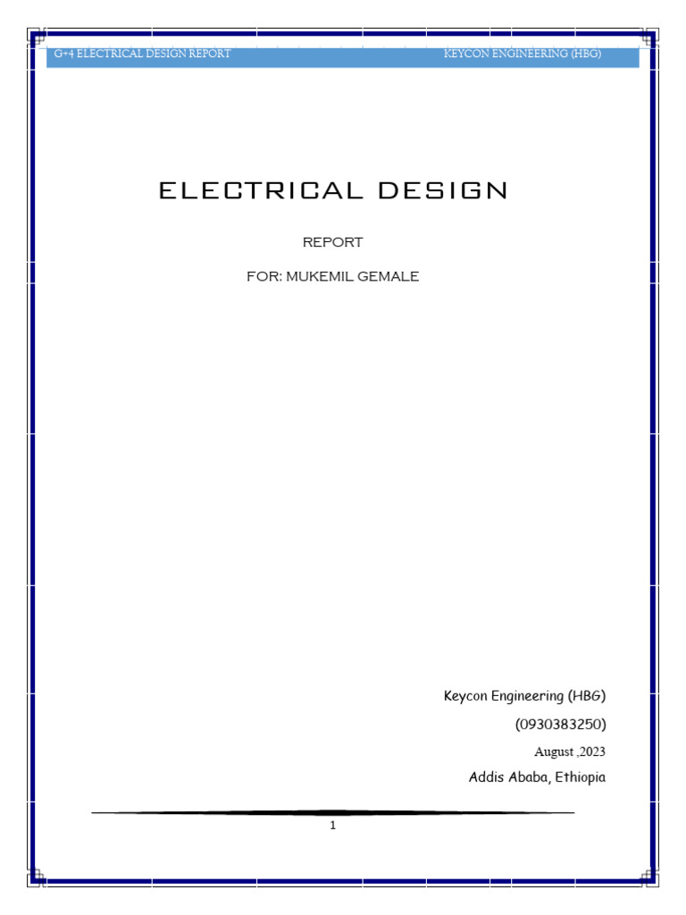 Mukemil Gemale G+4 Mixed Use Project EL Design Report | PDF | Lighting | Ac Power Plugs And Sockets