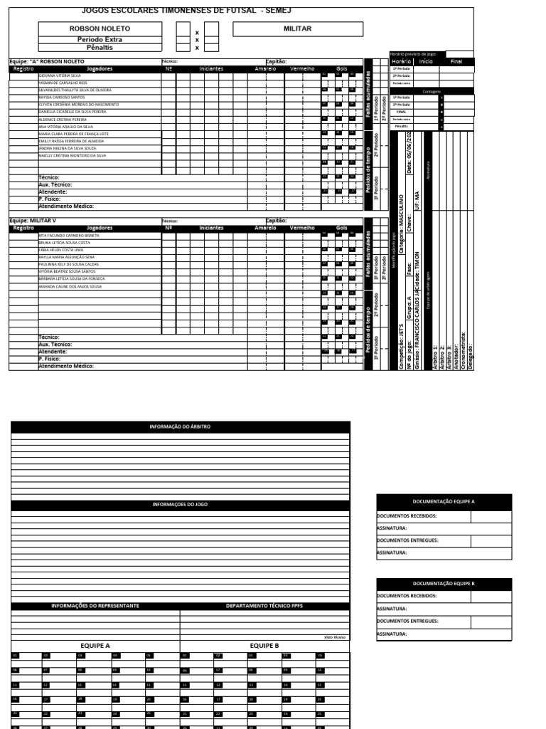 Súmula FUTSAL | PDF