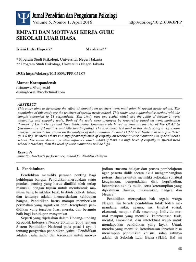 Empati Dan Motivasi Guru SLB | PDF