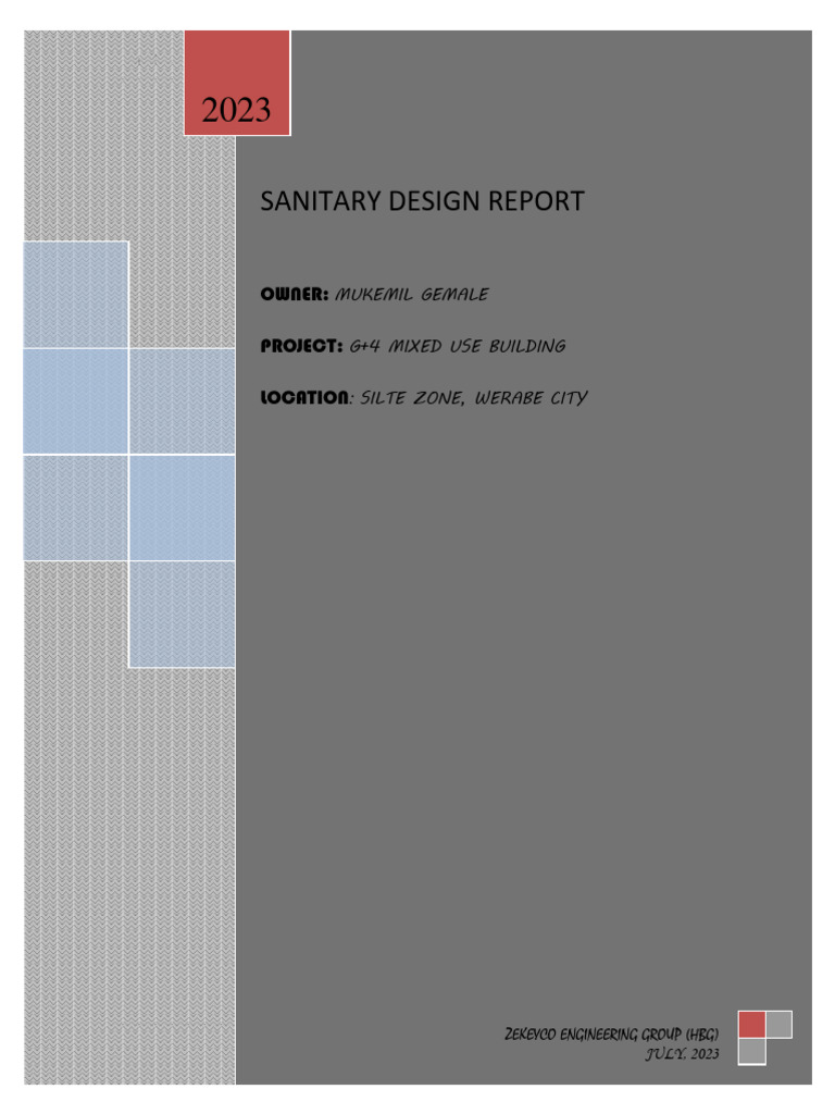 Sanitary Design Report | PDF | Tap (Valve) | Water Supply