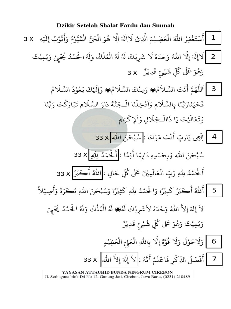 Dzikir Setelah Shalat Fardu | PDF