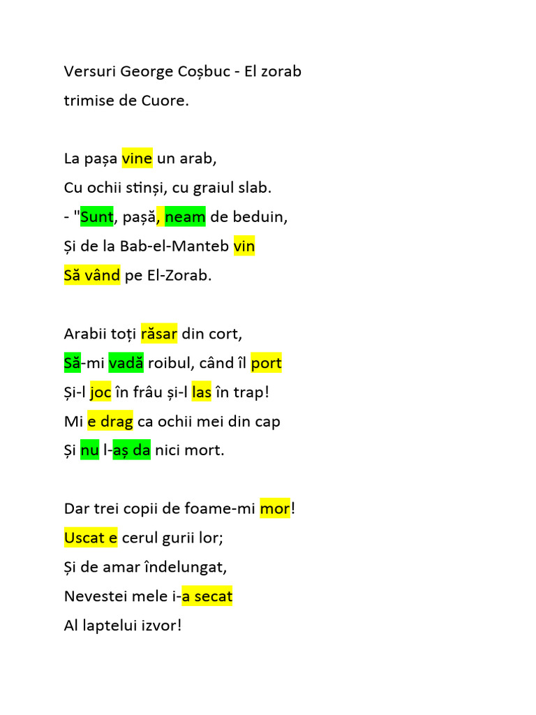 El Zorab de George Cosbuc | PDF