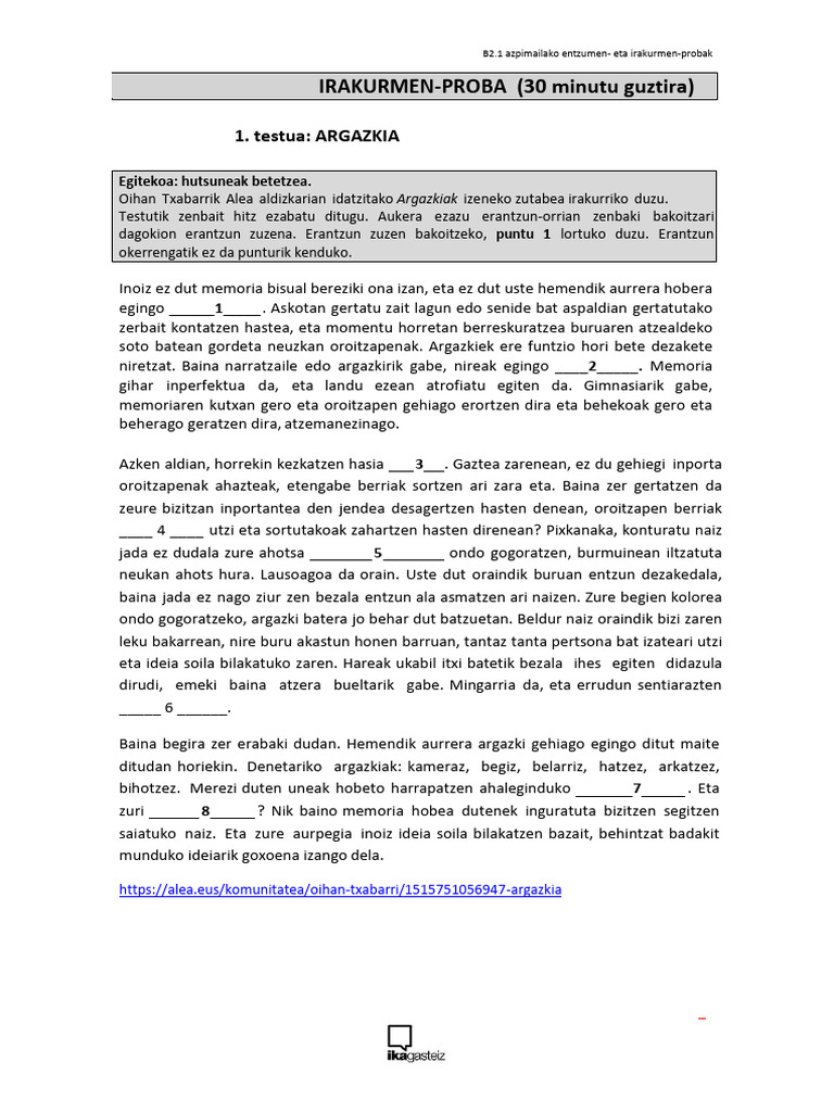 B21 AMAIERAKO EBAL Irakurmena | PDF
