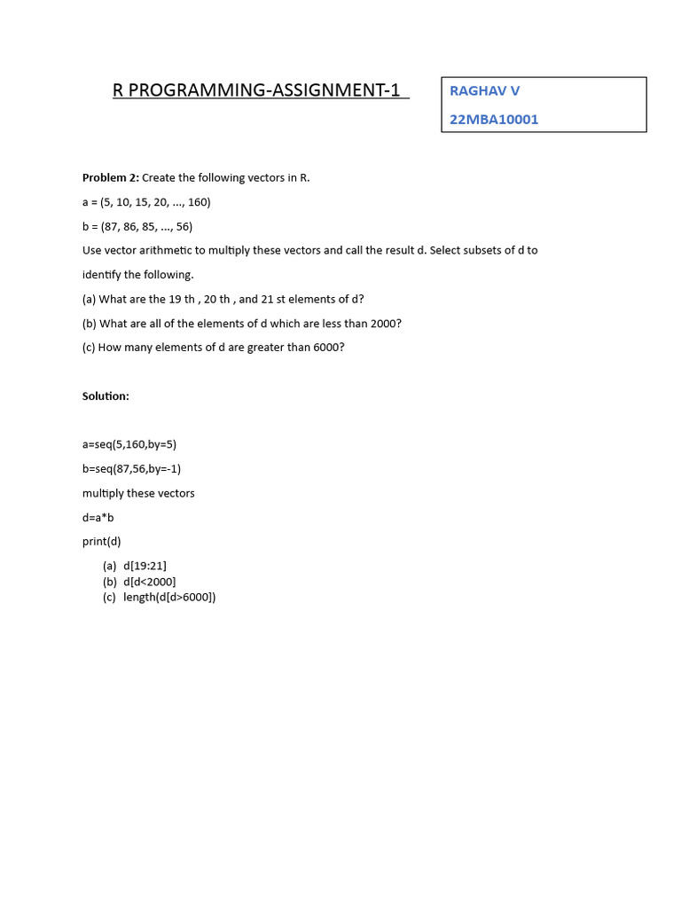 R Programming - Assignment | PDF R Programming - Assignment | PDF