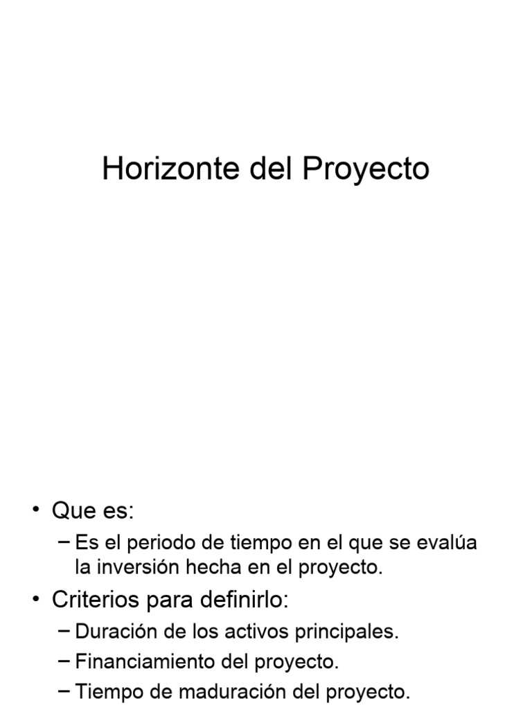 3a. Horizonte Del Proyecto | PDF