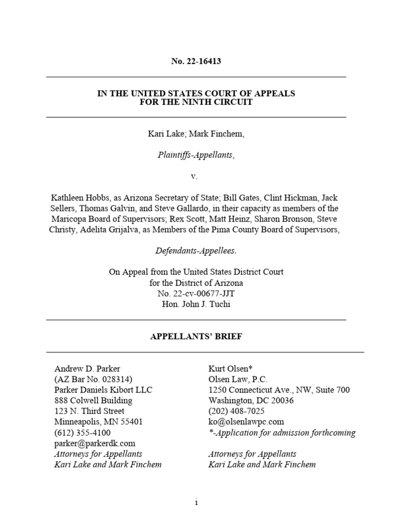 Kari Lake-Mark Finchem 2022.12.28 - DKT 17 - Appellant's Opening Brief ...