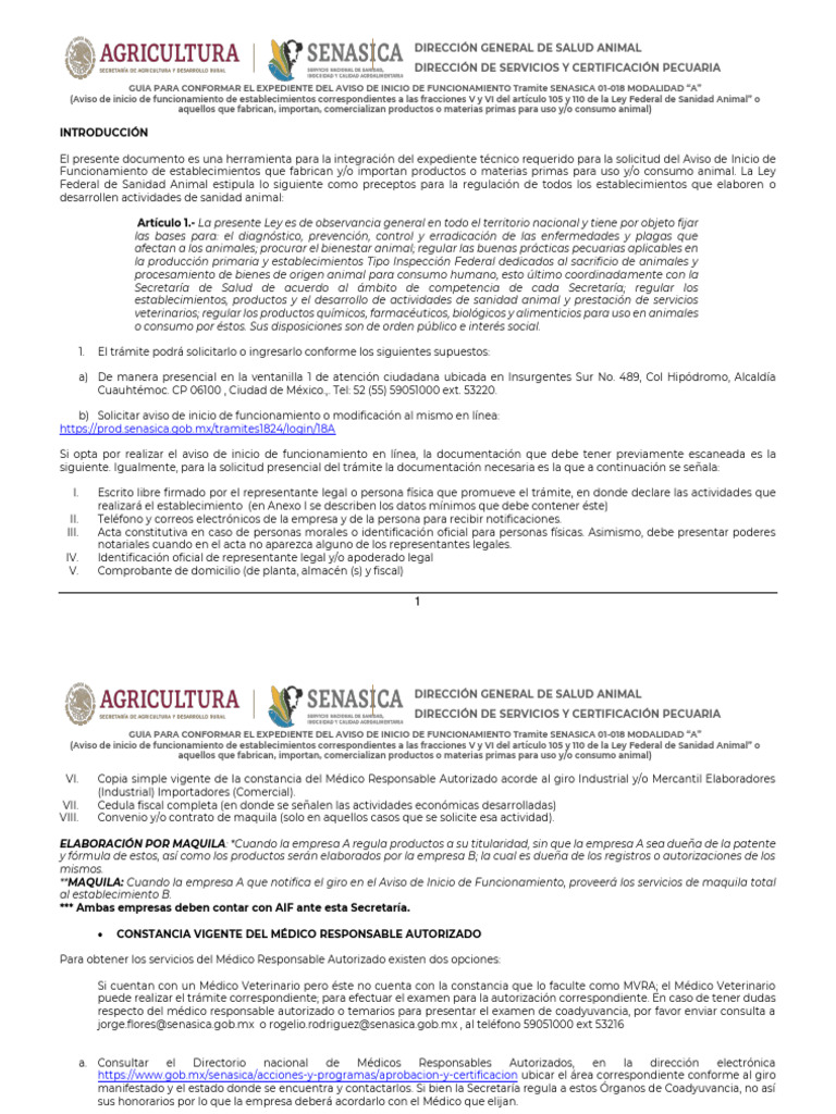 Guia Usuario Tramitante Senasica Aif-Maif 01-018 A Octubre 2022 | PDF | Medicina Veterinaria ...