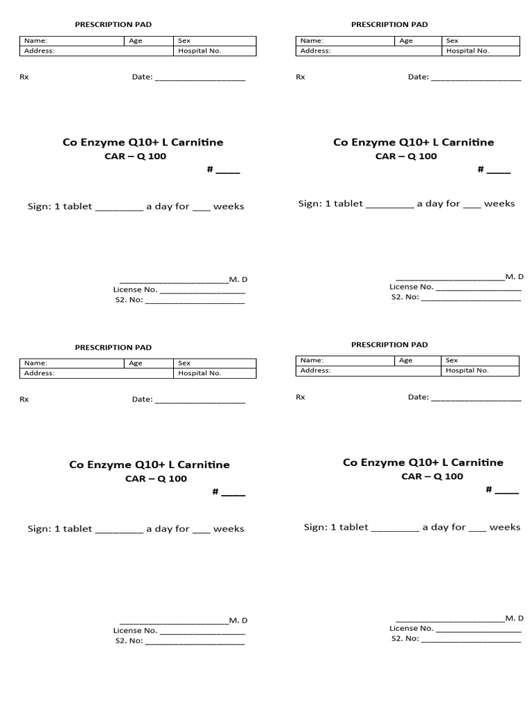 CAR Q100 Prescription | PDF