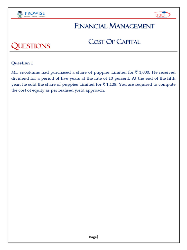 Cost of Capital Question | PDF | Cost Of Capital | Dividend