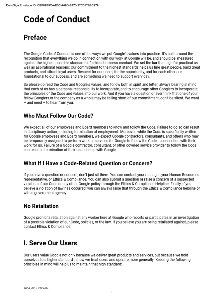 Code of Conduct - 28june2019 - English | PDF | Harassment | Trade Secret