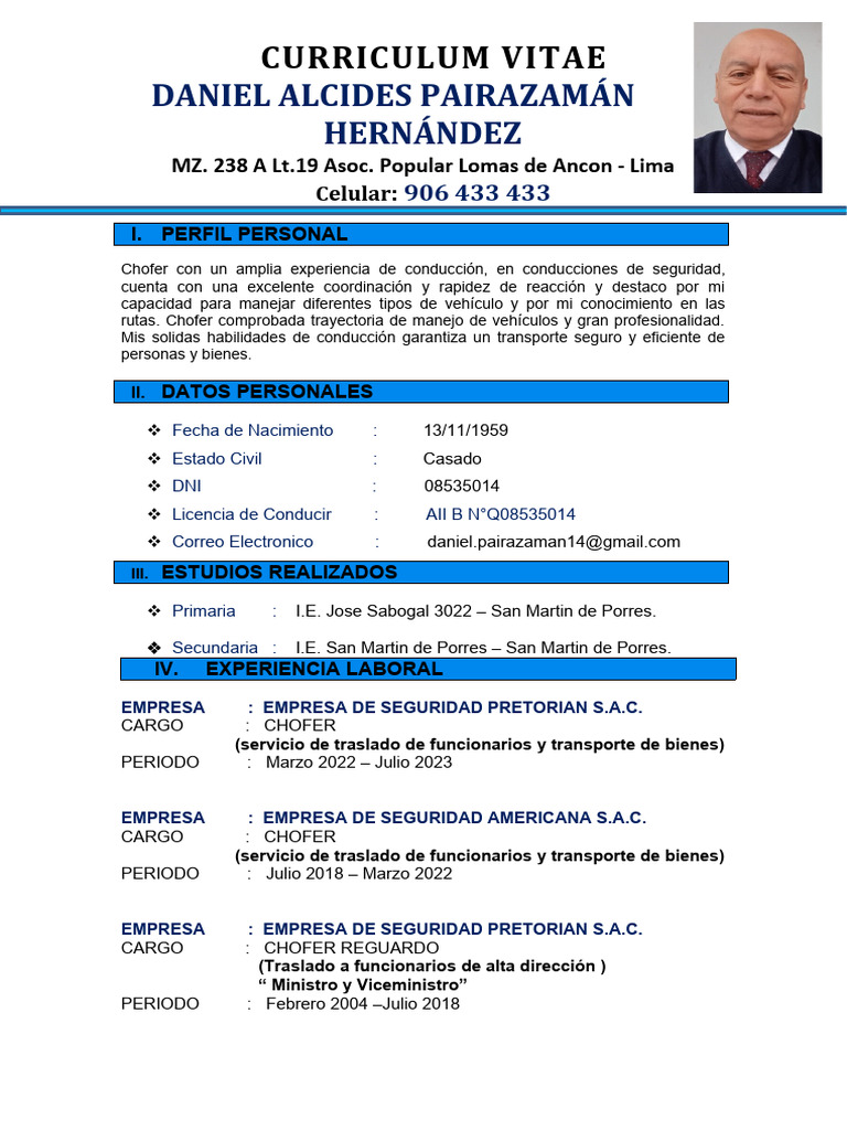 CV Daniel Alcides | PDF | Negocios | Política