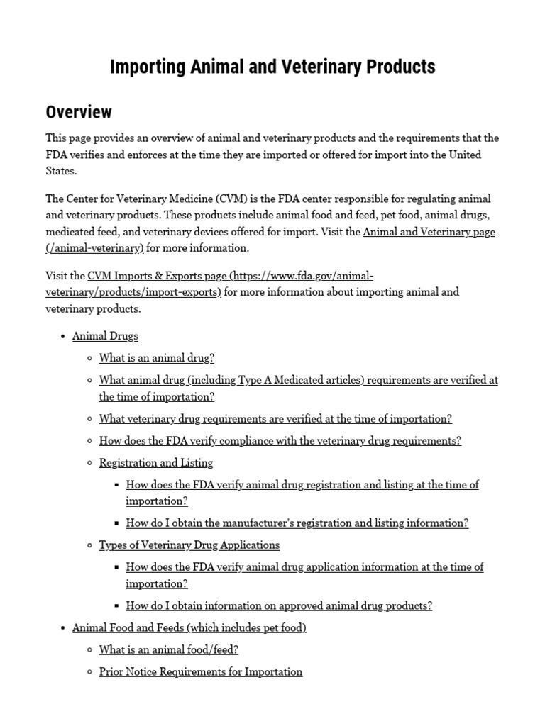 Importing Animal and Veterinary Products - FDA | Download Free PDF ...