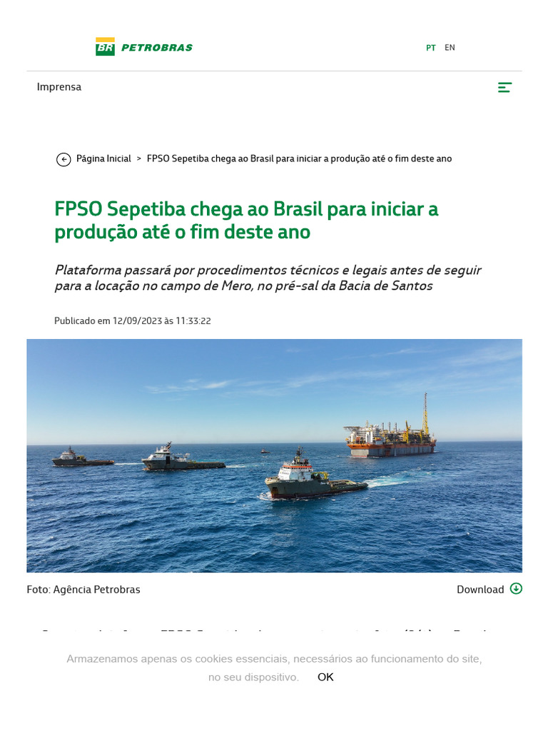 FPSO Sepetiba Inicia Produção no Brasil | PDF