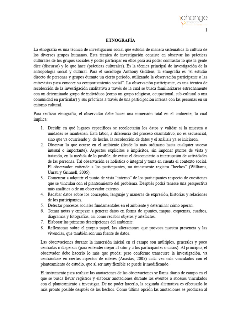 Guía para Hacer Etnografía | PDF | Etnografía | Science