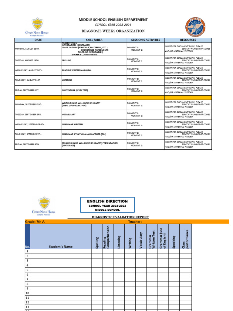 Diagnostic Test Gradings Format 23-24 | PDF | Reading Comprehension ...