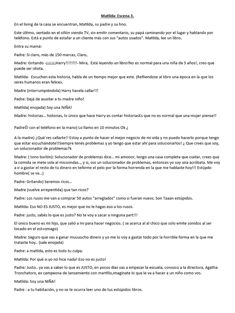 Matilda Escena 3 | PDF