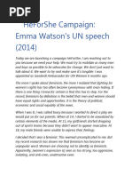 Emma Watson's HeForShe Speech 2014 | PDF | Gender Studies | Feminism