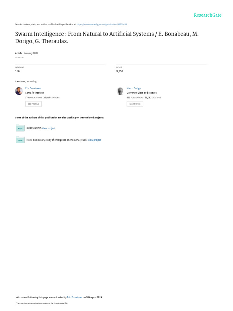 Swarm Intelligence From Natural To Artificial Syst | PDF | Emergence ...