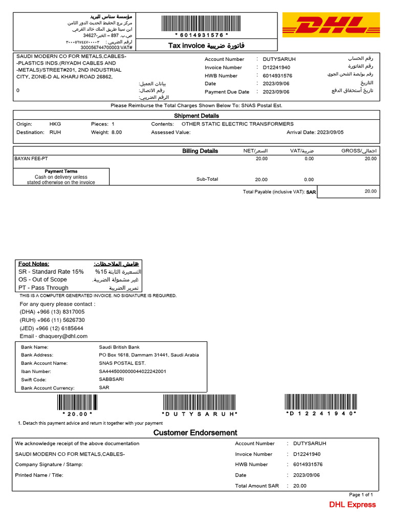 Awb 6014931576 | PDF | Invoice | Receipt