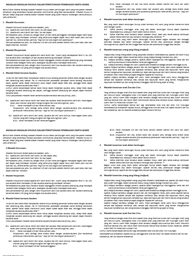 Masalah-Masalah Khussus Faraid | PDF