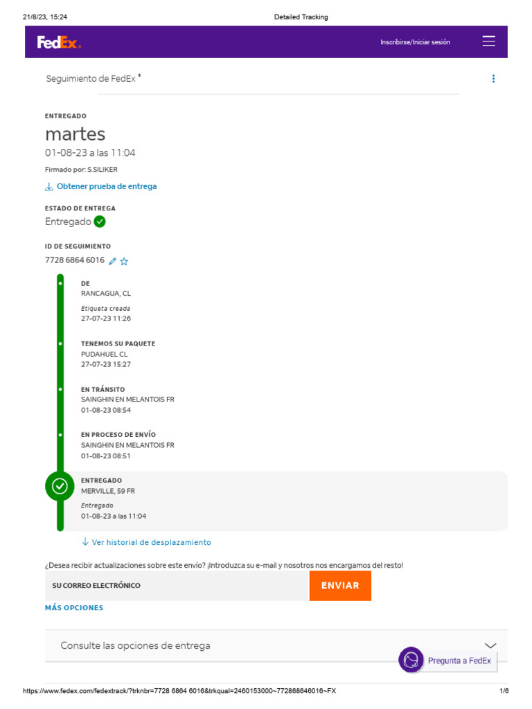 Detailed Tracking Sarf 5633938 | PDF | Transporte de mercancías