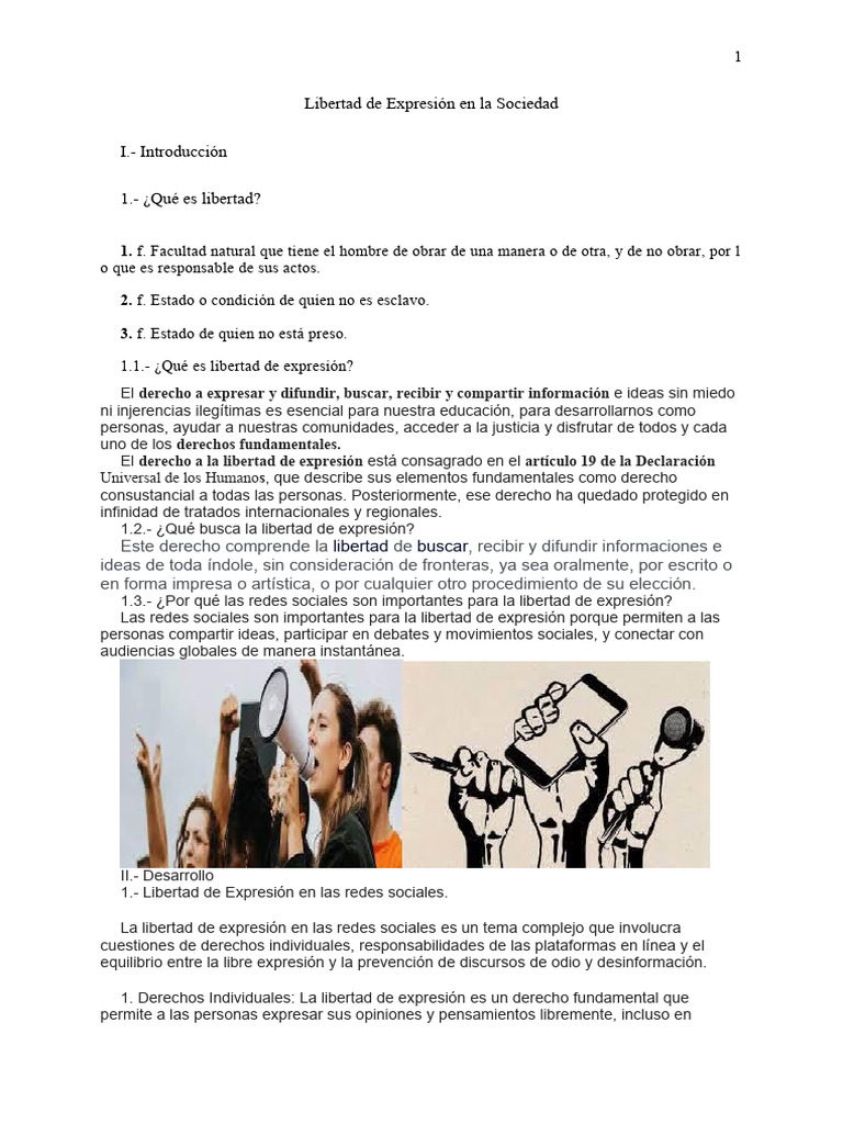 Libertad de Expresión en La Sociedad | PDF | Libertad de expresión ...