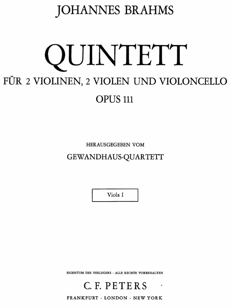 Viola 1 - String Quintet No.2, Op.111 (Brahms) | PDF