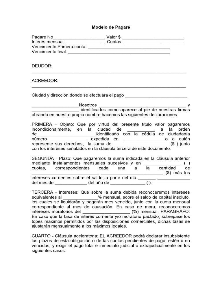Modelo de Pagare | PDF | Pagos | Responsabilidad (contabilidad financiera)