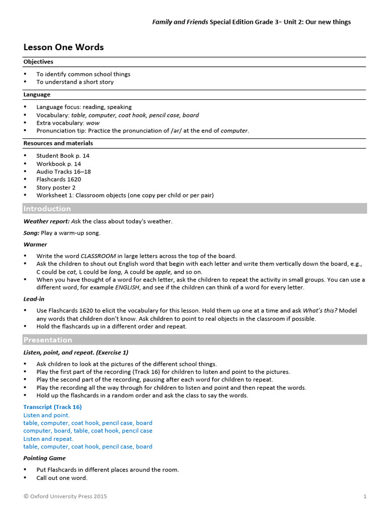Grade 3 Classroom Objects Lesson Plan | PDF | Phonics | Vocabulary