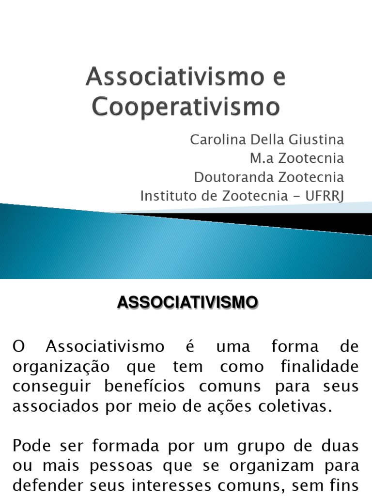 Associativismo e Cooperativismo - Carolina Della Giustina | PDF | Cooperativa | Economias