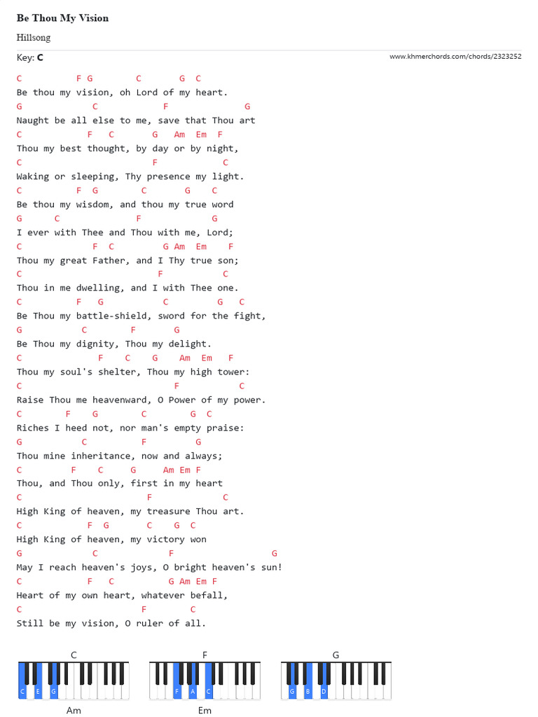 Be Thou My Vision Chords - Hillsong | PDF