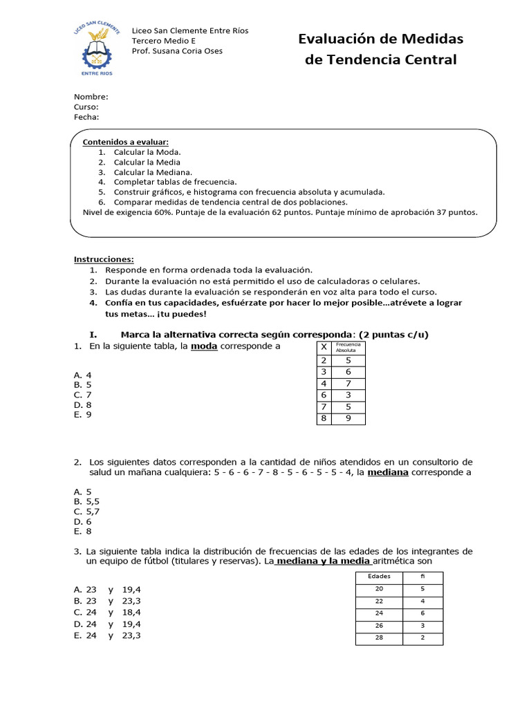 Evaluación Unidad MTC | PDF