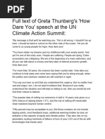 Speech by Greta Thunberg | PDF | Climate Change | Climate