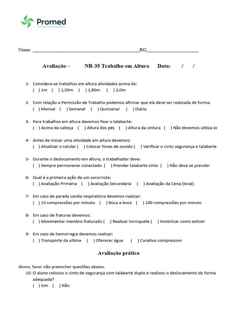 Prova NR-35 | PDF Prova NR-35 | PDF