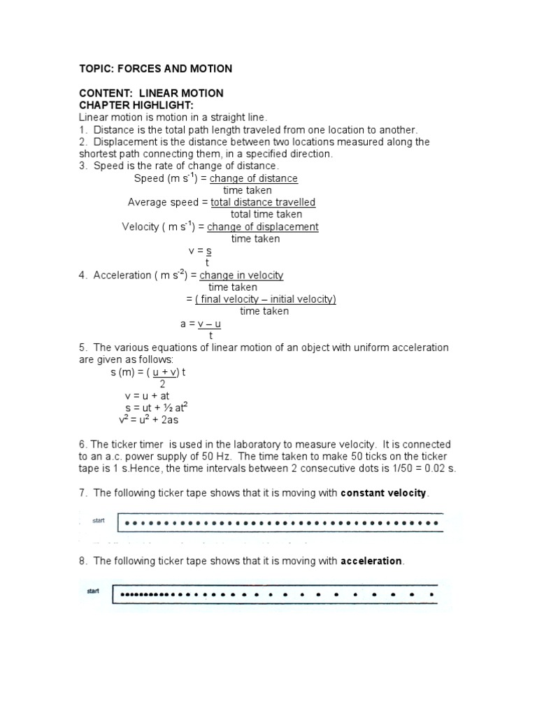 Linear Motion | PDF | Velocity | Acceleration