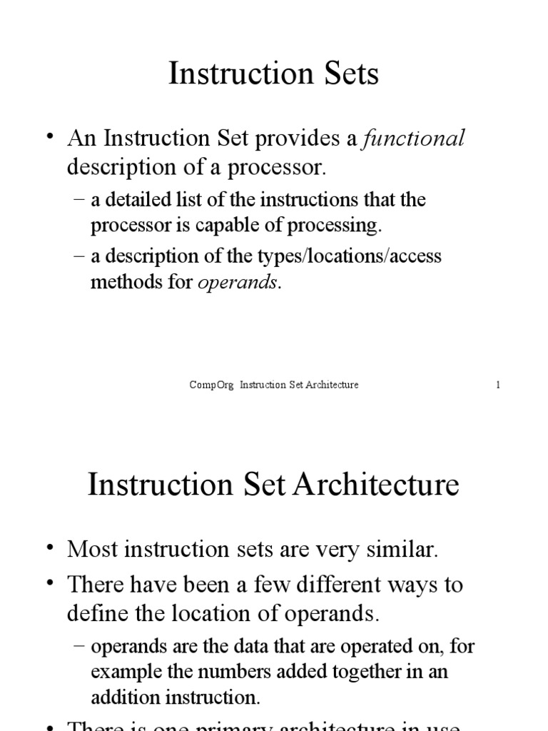 Instruction Set Arch Pdf Instruction Set Central Processing Unit