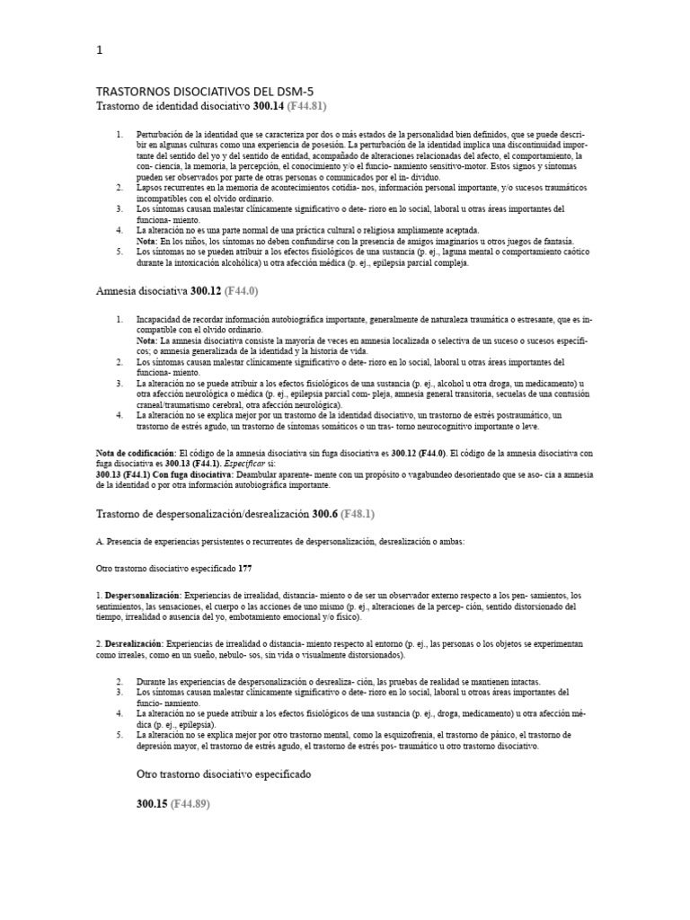 1.t Disociativos Dsm-5 | PDF | Trastorno mental | Psicología anormal