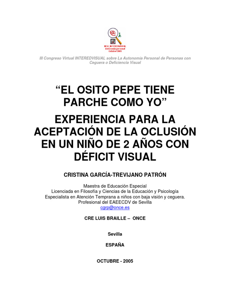 Osito Pepe | PDF | Discapacidad visual | Visión
