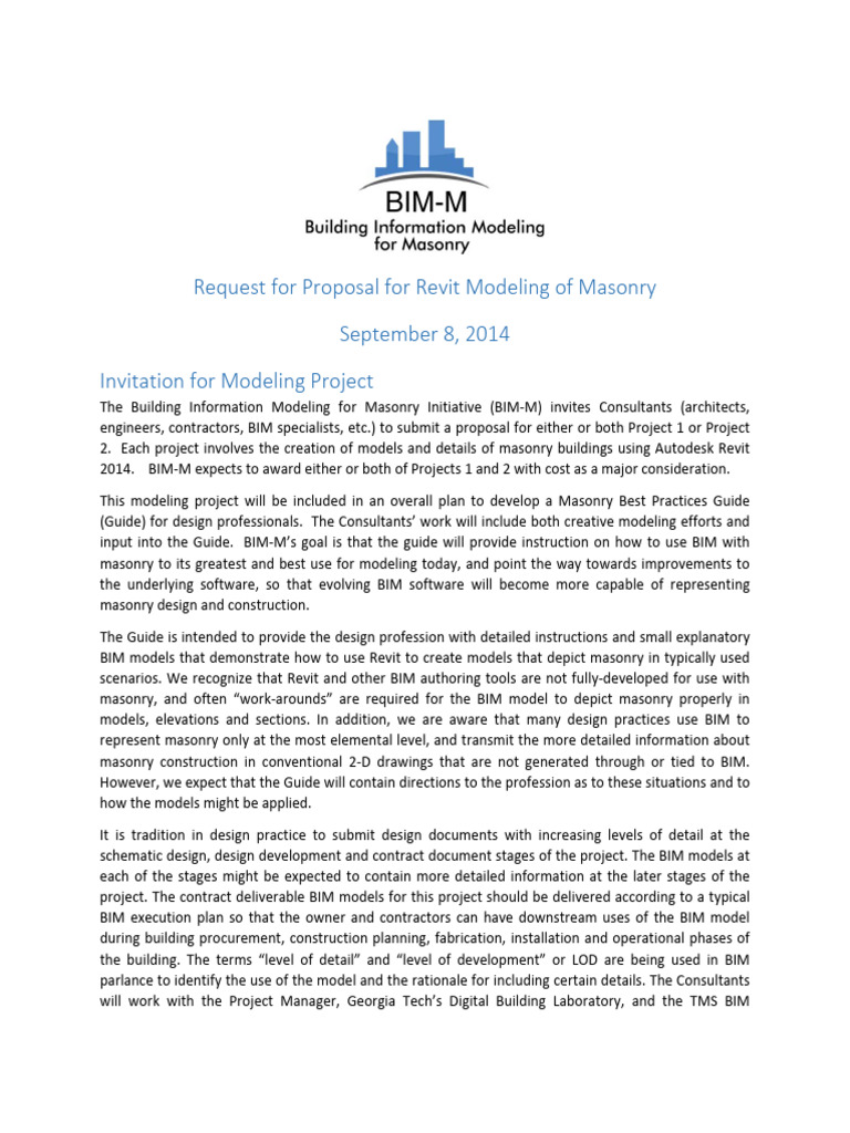 Request For Proposal For Revit Modeling of Masonry | PDF | Building ... Request For Proposal For Revit Modeling of Masonry | PDF | Building ...