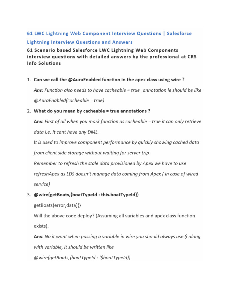 Lightning Web Component Interview Questions | PDF | Html | Html Element